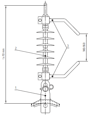 Izoelektro - 3.23 NKI single suspension string 90° with arcing horn